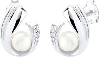 DIAMORE Elli DIAMONDS Earrings Women Classic with Freshwater Cultured Pearl and Diamond (0.03 ct.) in 925 Sterling Silver
