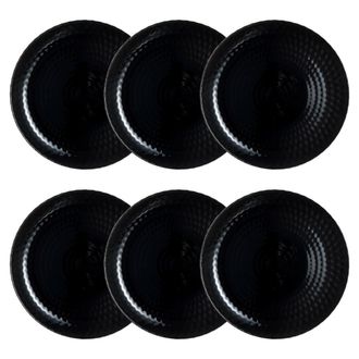 Luminarc Pampille Schwarz 6 Teller flach Glas 25 cm
