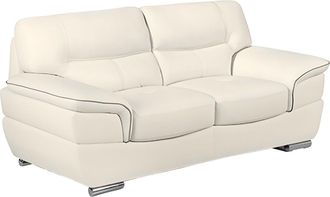 Vente-Unique Ledersofa 2-Sitzer - Elfenbein - Thibault