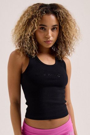 Juicy Couture T-Shirt THIN STRAP RACER VEST Damen T-Shirt Damen, Schriftzug, Sportshirt, Tr&auml;gertop, mit Glitzer, Sale