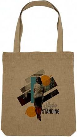 Fabulous Sac Shopping Tote Bag Aspect Lin - Style Standing Mode Jeu de Mot Art - Sac de Courses Toile Epaisse 360g Beige Naturel Cabas Port&eacute; Epaule Solide Impr