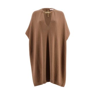 Valentino Garavani Brauner Stricktop mit Ketten-Detail - - Jackets - Damen - Braun - M