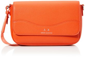 A|X Armani Exchange Womens Wave, Essential, Silver Printed Logo Crossbody, Koi