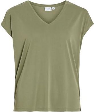 Vila Vila T-Shirt Vimodala &agrave; col en V S/S Top Noos pour Femme, Vert Olive, L
