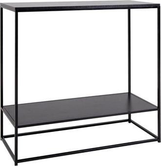 Altobuy HARALD - Console Acier Noir et Plateau Aspect Bois Noir