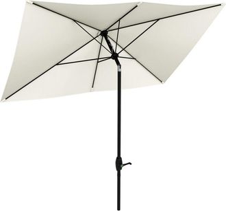 OUTSUNNY Parasol rectangulaire inclinable de jardin avec manivelle m&eacute;tal polyester haute densit&eacute; anti UV 50+ chocolat