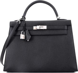 Herm&egrave;s Kelly Handbag Black Epsom with Palladium Hardware 32 satchel - Schwarz