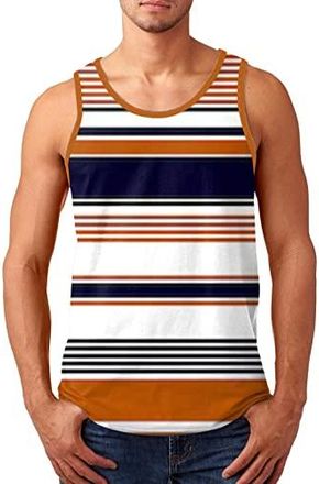 Generic D&eacute;bardeur de sport ray&eacute; pour homme - Haut de plage d&eacute;contract&eacute; &agrave; rayures - &Eacute;l&eacute;gant - Sans manches - Haut ample - En coton lourd, caf&eacute;, 4XL