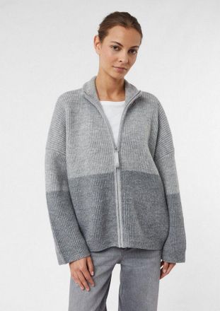 Comma Cardigan Strickjacke Wollmix-Cardigan in Graut&ouml;nen