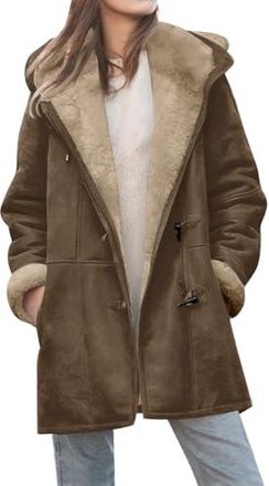 Generic Manteau dhiver pour femme - Veste dhiver chaude doubl&eacute;e en polaire - Longue veste de transition avec capuche et boutons - Parka dhiver unie - Manteau 