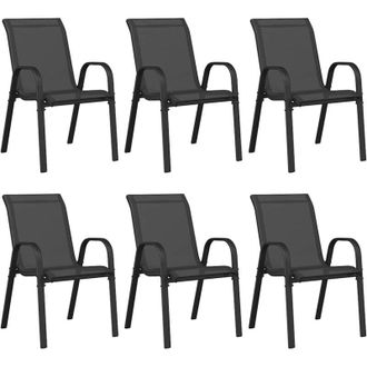 vidaXL Vidaxl - Chaises empilables de jardin 6 pcs Noir Tissu textil&egrave;ne