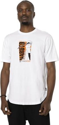Capslab Tee Shirt Homme Naruto Shippuden, T Shirt Naruto Uzumaki, Comfort fit et Col Rond, Blanc, Orange, Noir, Taille L