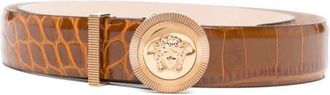 Versace Femme, Accessoires, Brun, Taille: 80 CM Medusa Biggie Croc-Effect Belt 1.2