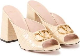 Valentino Mules en cuir croco