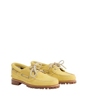 Timberland Womens Boat Shoes Medium Yellow Suede Leather Loafers