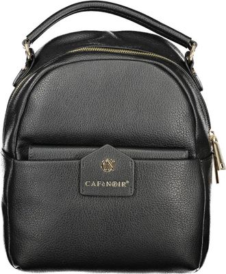 Caf&egrave;noir Femme, Sacs, Noir, Taille: ONE Size Sac &agrave; dos avec fermeture &eacute;clair et poign&eacute;e, poche &agrave; rabat avant