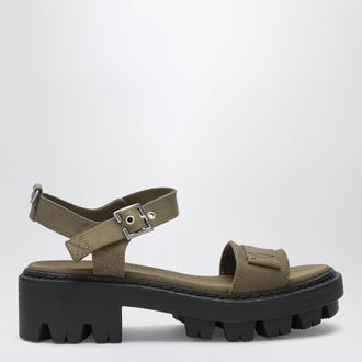 Prada Sandalen aus Canvas in Milit&auml;rgr&uuml;n