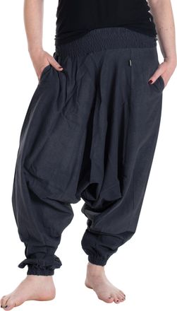 vishes Alternative Bekleidung - Lange Unisex Baumwoll Haremshose Schlupfhose Einfarbig Einheitsgr&ouml;&szlig;e 34-46 Schwarz