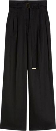 Max Mara Femme, Pantalons, Noir, Taille: 40 FR Mstmateria Wide Pantalons