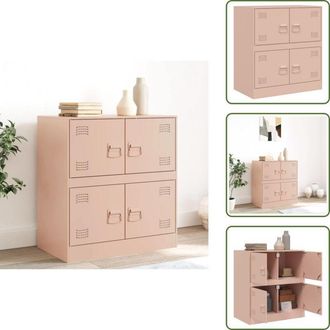 vidaXL Sideboard Rosa 67x39x73 cm Stahl - Schreibtisch - Regal - Wohnzimmerm&ouml;bel - Sideboard Rosa - Metallschrank - The Living Store