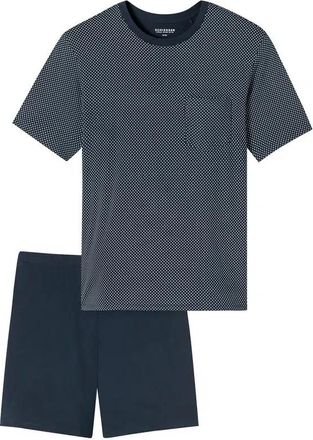 Schiesser Herren Pyjama blau Jersey-Baumwolle gemustert