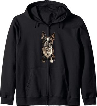 Whyitsme Design Brindle Boston Terrier Hund Illustration Kapuzenjacke