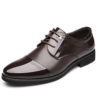 Generic Chaussures habill&eacute;es for Hommes, Lacets, Bout Droit, Patchwork, Chaussures Derby Vernies, Cuir v&eacute;g&eacute;talien, Basses, antid&eacute;rapantes, Semelles en Caoutch