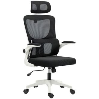 Vinsetto Fauteuil de bureau - Vinsetto - maille respirant, accoudoirs relevables, pivotant, appui-t&ecirc;te r&eacute;glable et support lombaire - noir
