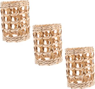 Soimiss 3stücke Teiliges Handgefertigtes Strohgeflecht Flaschenschutz- Hitzebeständige Trinkflaschenhülle Mit Dekorativem Lochmuster Rustikale Flaschen Becher