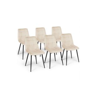 IDMarket 6er-Set Esszimmerst&uuml;hle mila aus beigem Samt