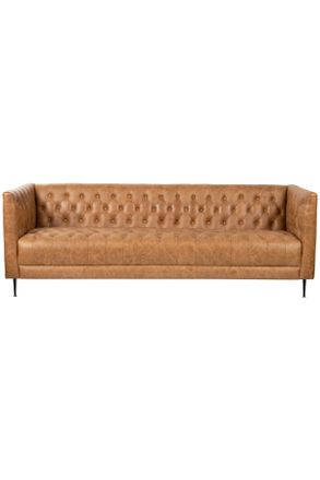 Livetastic Chesterfield-Sofa, Cognac, Leder, Echtleder, Rindleder, 3-Sitzer, 210x81x73.5 cm, Wohnzimmer, Sofas & Couches, Sofas, Bigsofas