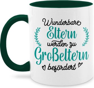 Shirtracer Tasse Tassen 325ml - Oma Gro&szlig;mutter - Gro&szlig;eltern bef&ouml;rdert - Wunderbare Eltern - 325 ml - Dunkelgr&uuml;n - werdende und opa oma-tasse omi werdet grosselte