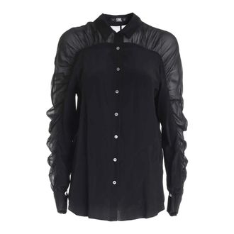 Karl Lagerfeld Schwarzes Seidenhemd mit eleganten Details - - Blouses & Shirts - Damen - Schwarzk - XS