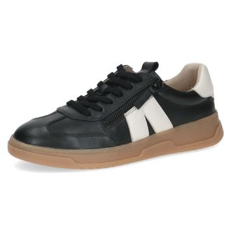 Caprice Caprice Damen Sneaker flach aus Leder mit Rei&szlig;verschluss, Schwarz (Black Nappa Co), 38 EU