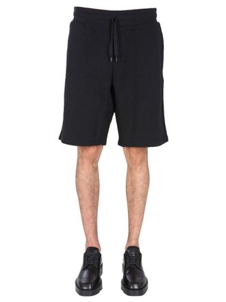 Moschino Logo-Embroidered Cotton Bermuda Shorts - Black