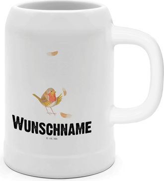 Mr. & Mrs. Panda Personalisierter Bierkrug Rotkehlchen Federn - Personalisierte Geschenke, Motivationsbilder, Lustige Sprüche, Spruch Mut, Brauerei-Krug Mit Wunschname
