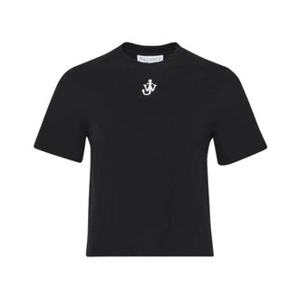 J.W.Anderson Anchor Embroidery Cropped Tee - - Tops - Damen - Schwarzk - XS