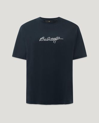 Belstaff T-shirt Brod&eacute; Peri Pour Femme Cotton Jersey Bleu Encre Fonc&eacute; Xs