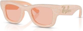 Ray-Ban Wayfarer Puffer Crystal Pav&egrave; Edition Sonnenbrillen Solid Nude Fassung Rosa Glas 47-23