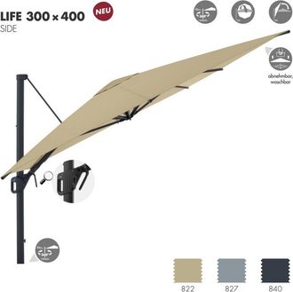 Doppler LIFE Side 300 x 400 cm Pendelschirm Sonnenschirm Ampelschirm in 3 Farben