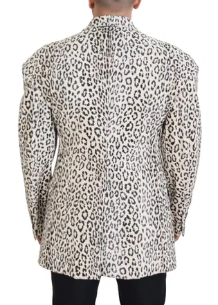 Dolce & Gabbana Leopard-Print Cotton Blazer - White
