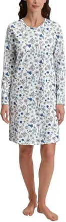 CALIDA Calida Flower Nights Chemise de Nuit à Manches Longues Dames, en 100% Coton, Facile dentretien, élastique et indéformable, en Single Jersey