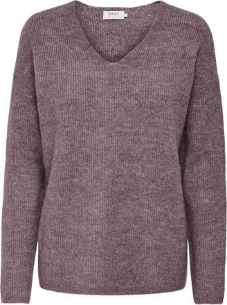 Only Damen ONLCAMILLA V-Neck L/S Strickpullover KNT 15204588, Rose Browndetail:Melange,S