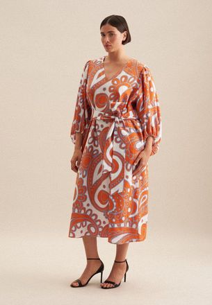 Seidensticker Sommerkleid Schwarze Rose 3/4-Arm V-Neck Paisley