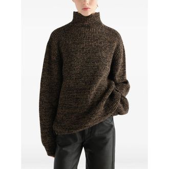 Christophe Lemaire Ribbed Knit High Neck Sweater - Brown