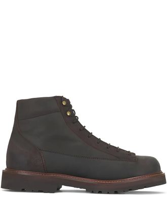 Brunello Cucinelli bottines en cuir &agrave; lacets - Marron