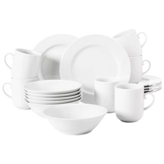 SELTMANN WEIDEN Rondo/Liane Fr&uuml;hst&uuml;cks-Set 18-teilig, Becher (270 ml) Teller (20 cm) und Schalen (15 cm) f&uuml;r 6 Personen, Klassisches Brunch-Geschirr, Sp&uuml;lmaschinen- &