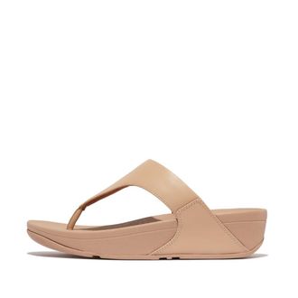 FitFlop Damen Lulu Zehensteg aus Leder Sandale, beige, 37 EU