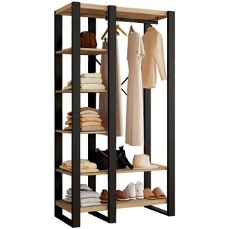 IDMarket Idmarket - Dressing penderie &eacute;tag&egrave;re ONYX 90x40x167 cm - Bois m&eacute;lamin&eacute; noir - 5 &eacute;tag&egrave;res de rangement - Barre pour v&ecirc;tements suspendus