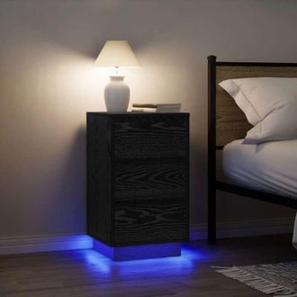 vidaXL Table de chevet avec lumi&egrave;res led noir 38x34x65 cm Vidaxl